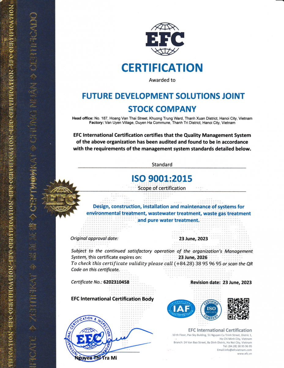 FUDESO., JSC đạt chứng nhận ISO quốc tế